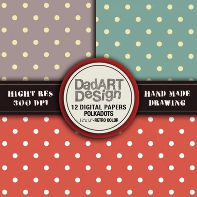 Retro Polka dots pattern digital paper V2 | DADARTDESIGN