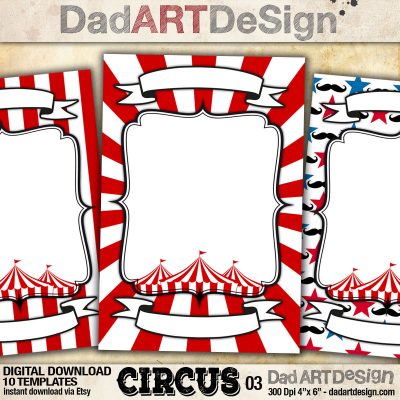 Circus 03! 10 customizable card Templates | DADARTDESIGN